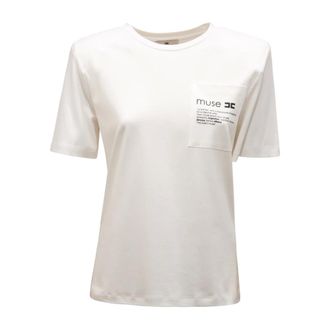 Elisabetta Franchi Femme, Tops, Blanc, Taille: 40 FR Ma-020-56E2 Maglia