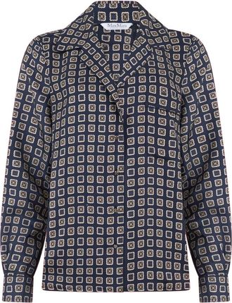 Max Mara Femme, Blouses et Chemises, Bleu, Taille: 40 FR Chemise en Soie Imprim&eacute;e Disco