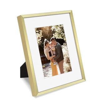 Golden State Art Bilderrahmen, 20,3 x 25,4 cm, Goldfarben, für Fotos 12,7 x 17,8 cm ohne Matte, bruchfestes Glas-Aluminium-Bilderrahmen für Wand oder Tisch