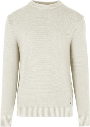 Bomboogie Homme, Pulls, Blanc, Taille: L Pull Ras du Cou en Maille C&ocirc;tel&eacute;e
