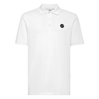 Philipp Plein Homme, Tops, Blanc, Taille: 2XL Slim Fit Polo SS Snake