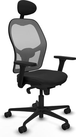 Piqueras y Crespo Schwarzer B&uuml;rostuhl mit 3D-Armlehnen, h&ouml;henverstellbarer Lendenwirbelst&uuml;tze und festem Kopfteil, ausgestattet mit 5 Positionen und eingespritztem Scha