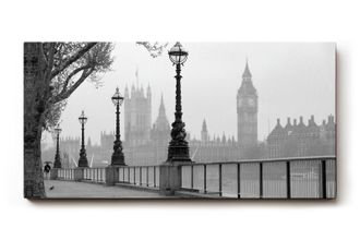 Paul Sinus Art Sinus Art Wandbild 120x60cm Klassische London-Szene mit Laternenreihe und ikonischer Silhouette - elegant und urban