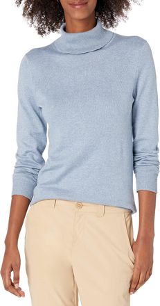Amazon Essentials Damen Leichter, Langärmeliger Rollkragenpullover, Klassischer Schnitt (Erhältlich In Übergröße), Indigoblau Meliert, XL