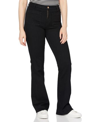 Wrangler Damen Flare Flared Jeans,, per pack Schwarz (Retro Black 111), W30/L34 (Herstellergröße: 30/34)