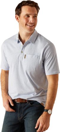Ariat Mens Chorley Polo Shirt Shirt in Chambray Blue, Size X-Large, by Ariat