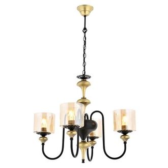 Opviq Vintage-Inspired Chandelier, Metal Body, 100 cm Height, 62 cm Diameter | 4 x E27 Max 40W | Black & Vintage Finish | Perfect for Glam & Traditional Dec