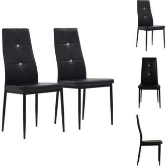 vidaXL Esszimmerst&uuml;hle 2 Stk. Schwarz Kunstleder - Esszimmerst&uuml;hle - K&uuml;chenst&uuml;hle - Schwarze St&uuml;hle - Designst&uuml;hle - Elegante St&uuml;hle