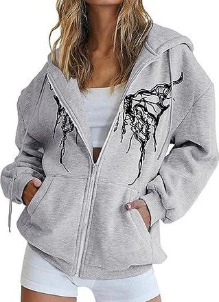 Generic Veste polaire confortable pour femme - Sweat à capuche Sherpa - Imprimé papillon - Veste rembourrée ample à fermeture éclair - Vêtement dextérieur pel