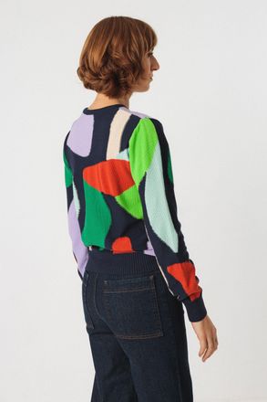 SKFK Damen vegan Pullover Iradi Mehrfarbig Schwarz