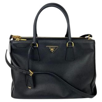Prada Pre-owned Saffiano Leder Double Zip Tote Bag - - Pre-owned - Damen - Schwarzk - ONE SIZE