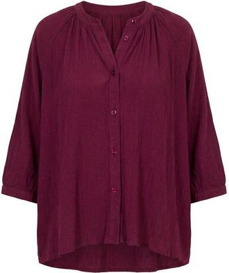 Ulla Popken Longbluse Krepp-Bluse oversized Stehkragen 3/4-Raglanarm