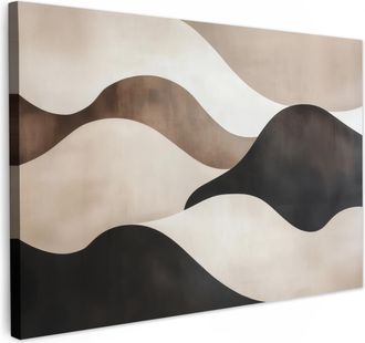 MuchoWow © Leinwand Bilder Groß 120x80 cm XXL Wanddeko Wohnzimmer Aesthetic Room Decor Deko Zimmer Wandbilder Modern Bild auf Leinwand Wellen - Abstrakt - Beig