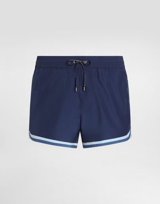 Dolce & Gabbana Badeboxershorts Aus Canvas - Mann Beachwear Blau 5