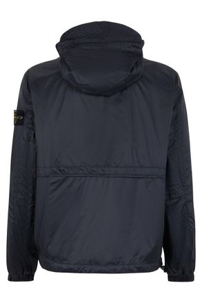 Stone Island Mens Light Jacket Hooded Blue Polyamide Raincoats Coat