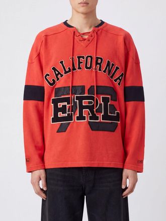 ERL Sweat-shirt Hockey en coton coupe d&eacute;contract&eacute;e avec col V et logo contrastant