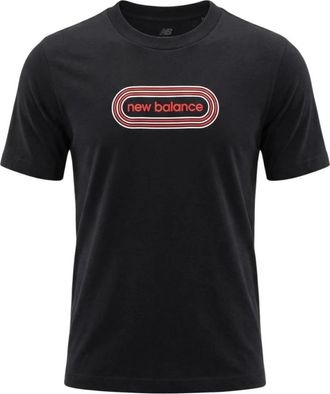 New Balance Homme, Tops, Noir, Taille: 2XL T-shirt imprim&eacute; &agrave; manches courtes et col rond