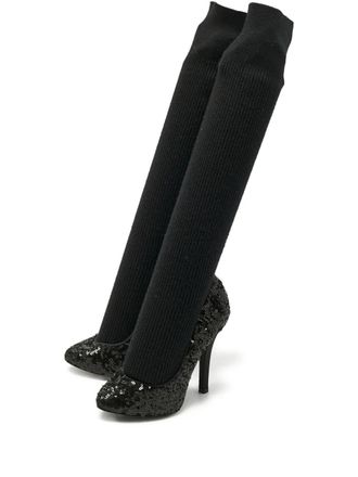 Dolce & Gabbana Gestrickte Pumps mit Pailletten - Schwarz
