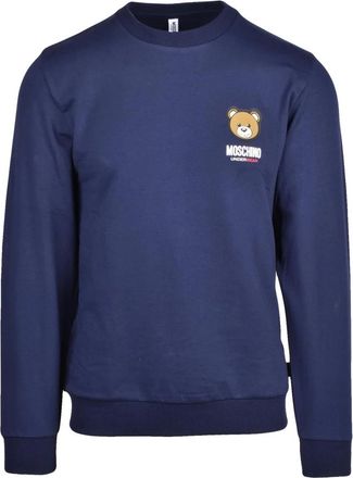 Moschino Homme, Sweatshirts et sweats &agrave; capuche, Bleu, Taille: 2XL Felpa Girocollo