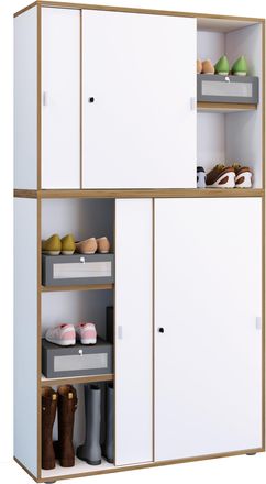 VCM Holz B&uuml;roschrank Ordner Aktenschrank B&uuml;rom&ouml;bel Schrank Salia 5-Fach Breite 100 cm Schiebet&uuml;ren