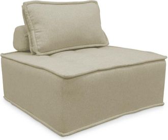 Sweeek Modulierbarer Sessel ohne Armlehne, kapitoniert und mit Paspeln, Stoff, Beige