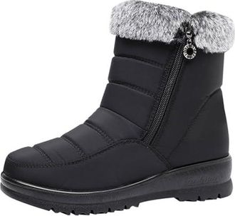 Generic Bottes de neige chaudes et d&eacute;contract&eacute;es pour femme - Couleur unie - Semelle &eacute;paisse - Fermeture &eacute;clair lat&eacute;rale antid&eacute;rapante - Doublure en polaire -