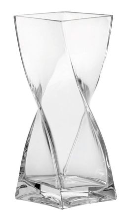 Leonardo Leonardo Volare Vase, geschwungene dynamisch geformte Blumenwase mit massivem Eisboden, handgefertigtes Klarglas, H&ouml;he 25 cm, 1200 ml, 014101