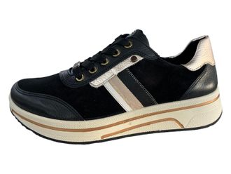 Ara Damen Sapporo Sneaker, SCHWARZ,Sand, 41.5 EU Weit