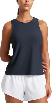 CRZ YOGA Damen Cloudweight Rundhals Workout Tanktops Leicht Athletic Gym Tops Weich Basic Running &Auml;rmellose Shirts Echte Marine 36