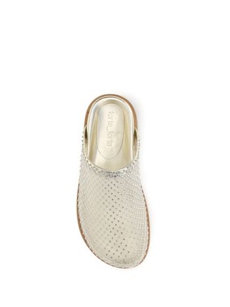 Forte_Forte Womens Sabot Mesh Platinum Upper: Fabric Sandal