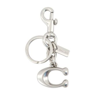 Coach Womens Metal Logo Charm Key Case Silver Cases