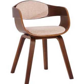 Clp Chaise de visiteur de style R&eacute;tro en tissu et bois de noyer avec divers accoudoirs Couleur : Cr&egrave;me