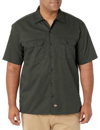 Dickies Herren Regular Fit Freizeit Hemd Shrt/S Work Shirt, Kurzarm, Grün (Olive Green OG), Gr. XXX-Large (Herstellergröße: 3XL)