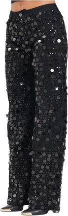 Vicolo Femme, Jeans, Noir, Taille: 38 FR Jean Large &agrave; Paillettes Noires