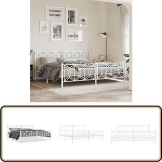 vidaXL Bettgestell mit Kopf- und Fußteil Metall Weiß 200x200 cm - Bettestel - Doppelbett - Metallbett - Weißes Bett - Boxspringbetten