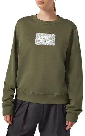 Scotch & Soda Womens Chest Artwork Regular Sweatshirt, Washed Military, S
