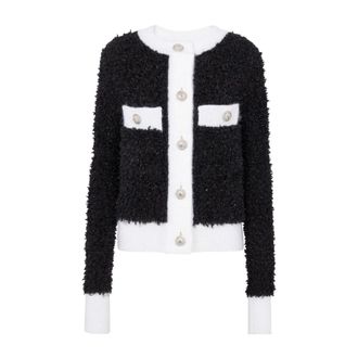 Balmain Femme, Pulls, Noir, Taille: 38 FR Gilet En Tricot Textur&eacute;