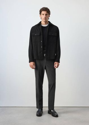 Mango Surchemise laine m&eacute;lang&eacute;e poches noir - Homme - XXL - MANGO MAN