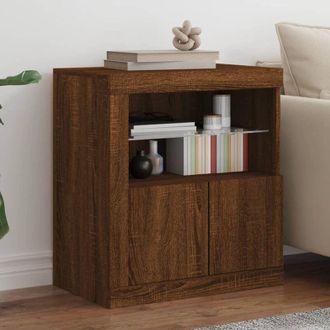 vidaXL Sideboard mit LED-Leuchten Braun Eichen-Optik 60,5x37x67 cm - Vidaxl