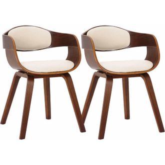 Clp Ensemble de 2 chaises Kingston en fausse noix / cuir cr&egrave;me