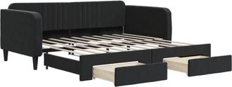 vidaXL Tagesbett Ausziehbar mit Schubladen Schwarz 90x190 cm Samt Vidaxl