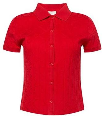 Calvin Klein Jacquard -Hemd mit Monogramm -Logo - Rot