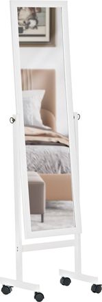 Clp Standspiegel Yolanda I Ganzkörper-Spiegel Mit Holz-Rahmen I Mit Lauf-Rollen, Farbe:weiß