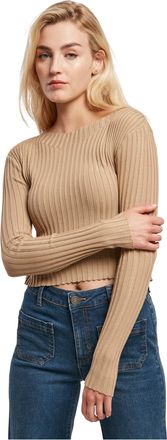 Urban Classics Damen Sweatshirt Ladies Short Rib Knit Twisted Back Sweater unionbeige M