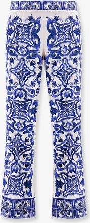 Dolce & Gabbana Silk trousers with majolica print - DOLCE & GABBANA - gender_Woman