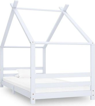 vidaXL Cadre de lit denfant Blanc Bois de pin massif 90x200 cm vidaXL