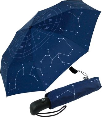 iX-brella Reflex Regenschirm Star Sign mit reflektierenden Sternbildern - Taschenschirm Auf-Zu-Automatik