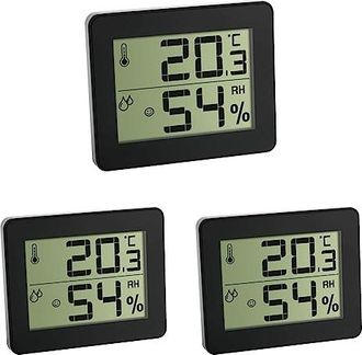 TFA Dostmann Digitales Thermo-Hygrometer, 30.5027.01, zur Kontrolle von Innentemperatur und Luftfeuchtigkeit, Max.-Min.-Werte, ultra-flach, schwarz,L 100 x B 12 (4