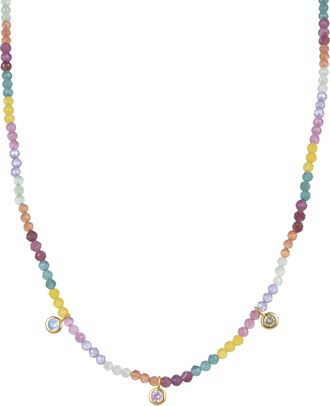 Luxenter Halskette aus 925er Sterlingsilber mit mehrfarbigen Zirkonen in 18K Gelbgold - Ruane