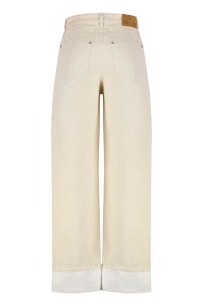 Bottega Veneta Womens Wide-Leg Cotton Jeans Pale Maringhe